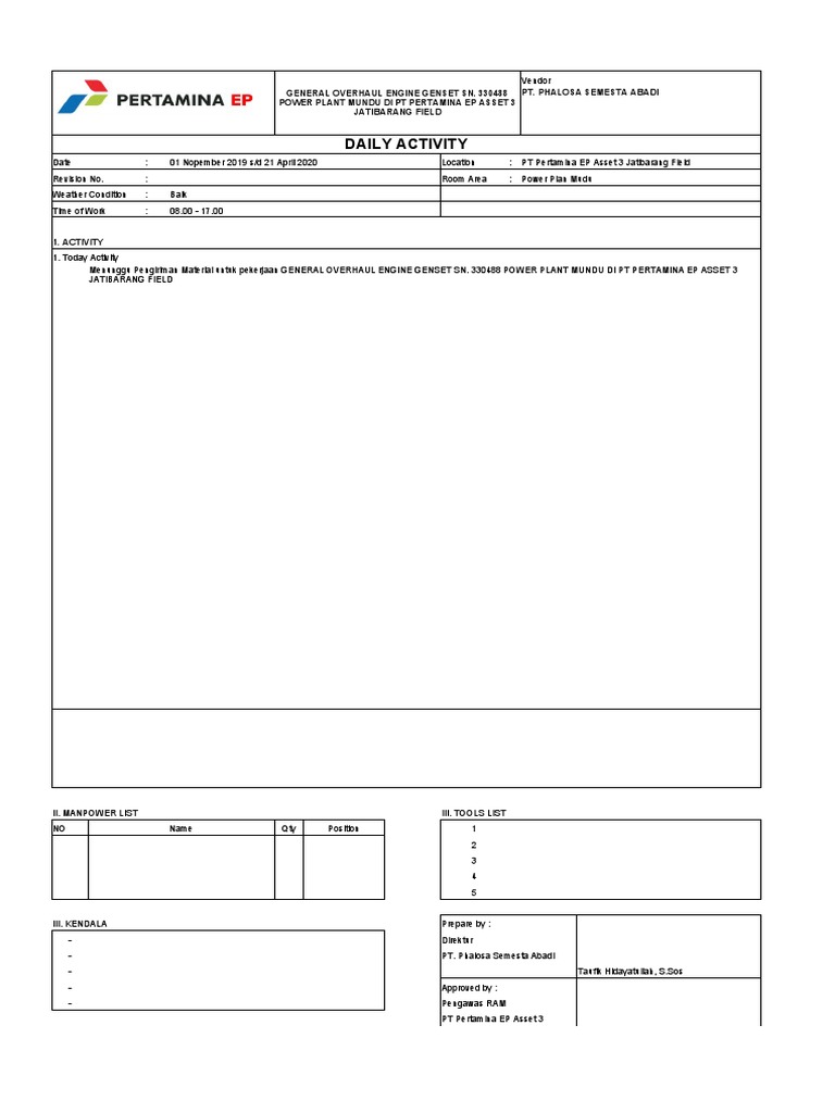 Daily Activity Report: Power Plant Overhaul | PDF | Machines | Internal ...