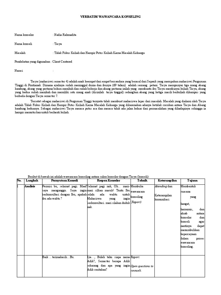 Wawancara Konseling Verbatim | PDF