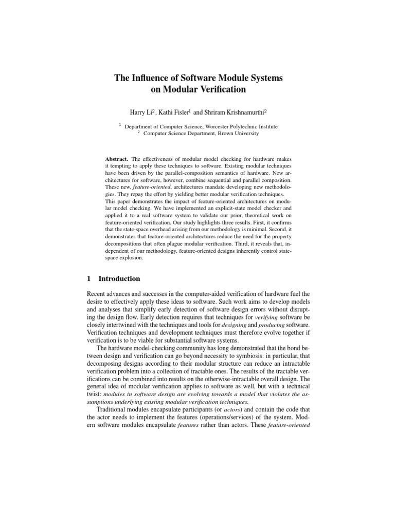 The Influence of Software Module Systems On Modular Verification | PDF ...