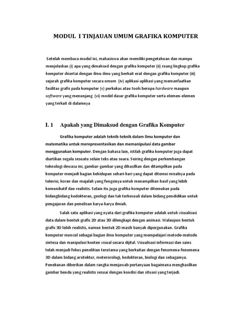 Modul I Tinjauan Umum Grafika Komputer | PDF | Seni | Komputer