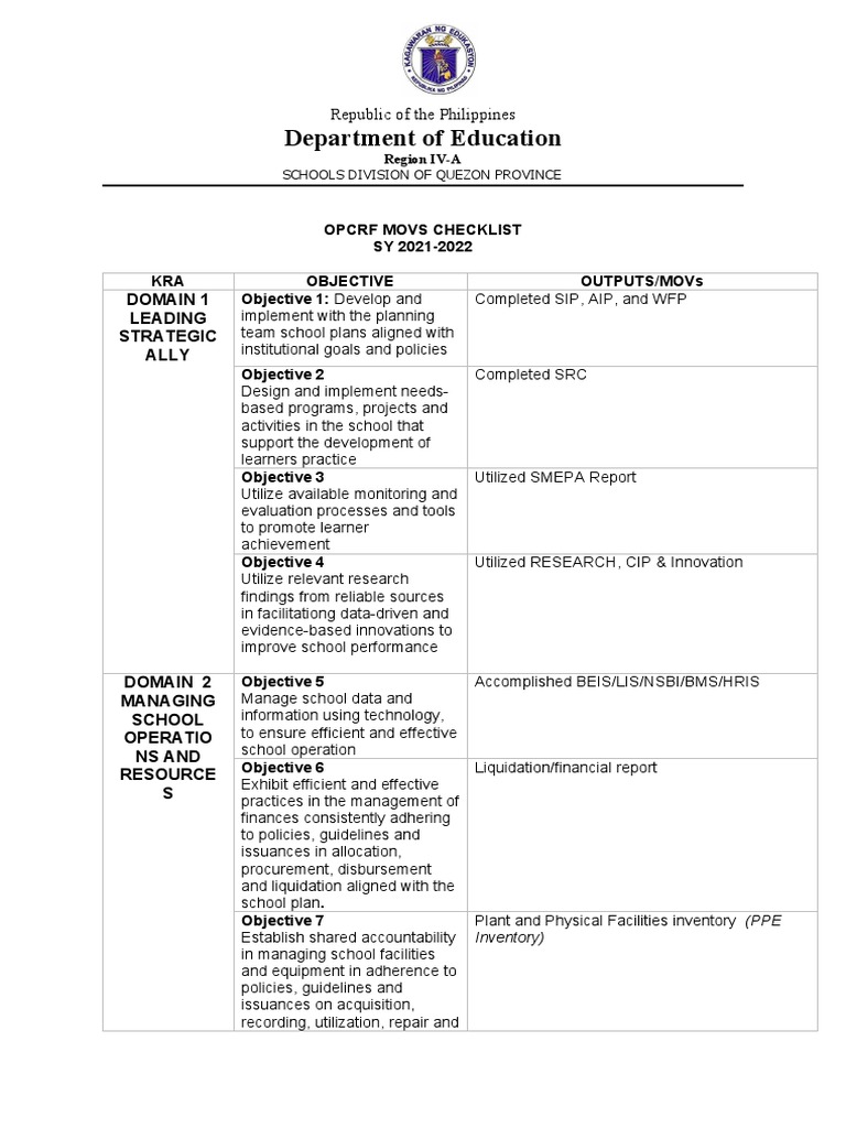 Department of Education: Domain 1 Leading Strategic Ally | PDF ...