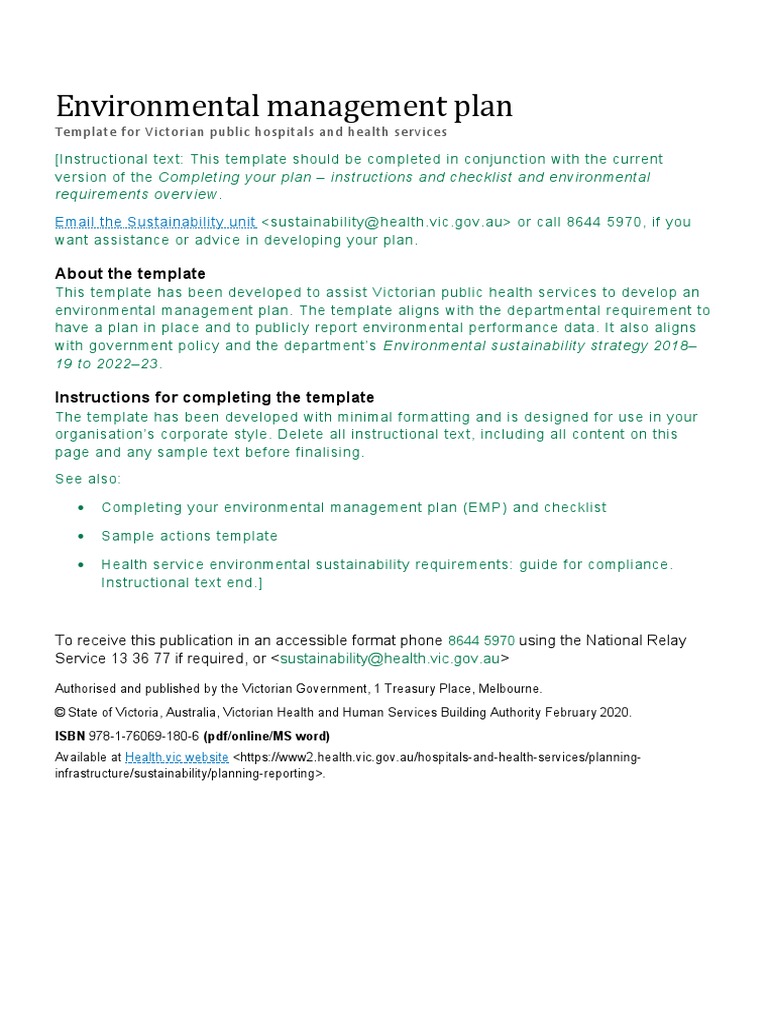 Environmental Management Plan Template | PDF | Sustainability | Goal