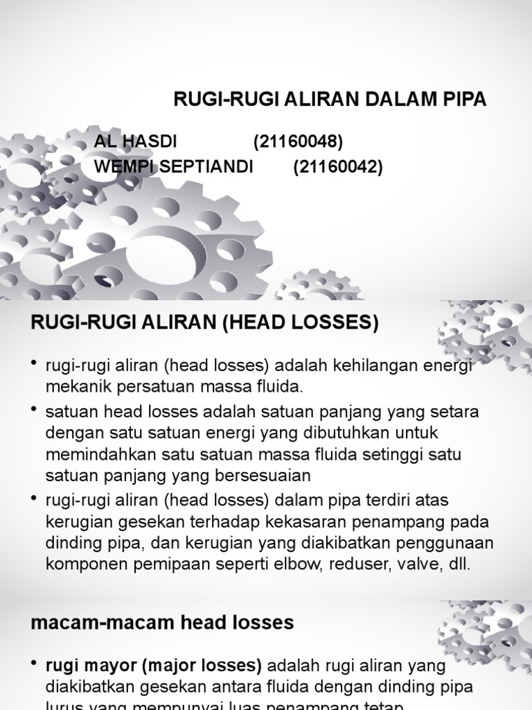 Rugi Aliran Pipa: Major & Minor Losses | PDF