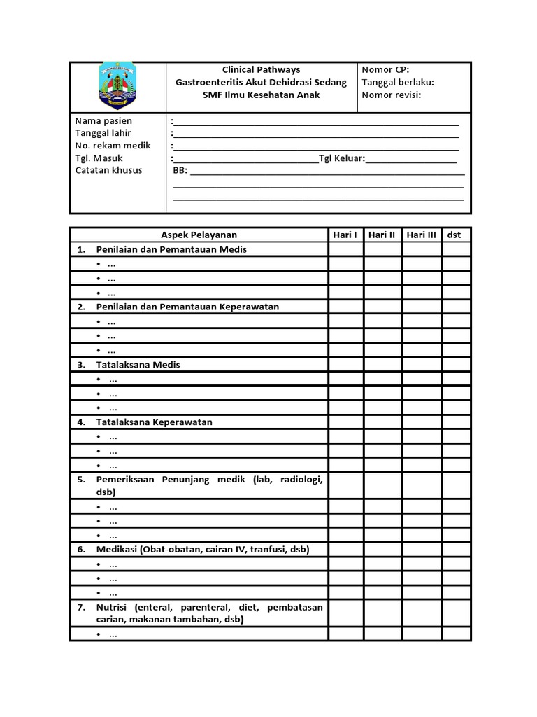 Clinical Pathway Template DR - Hanevi | PDF