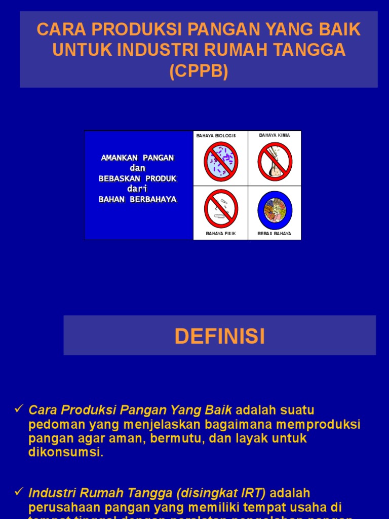 CPPB (Cara Produksi Pangan Yang Baik) | PDF | Teknologi & Rekayasa