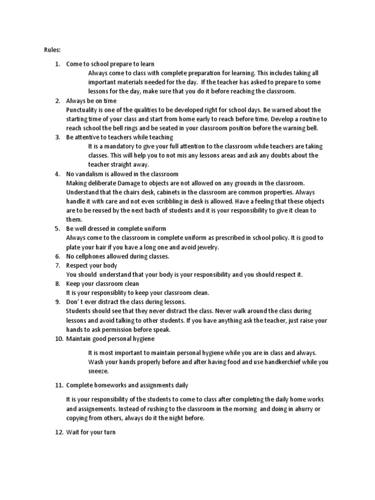 classroom rules orientation | PDF | Classroom