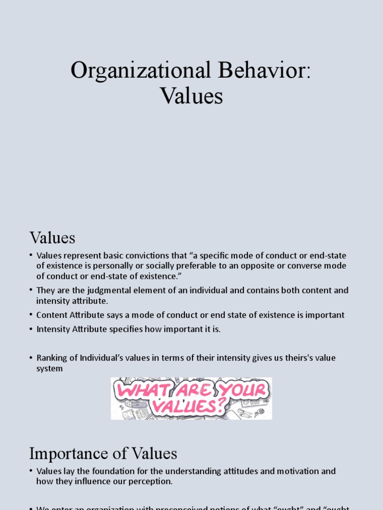 Organizational Behavior: Values | PDF | Psychological Concepts ...
