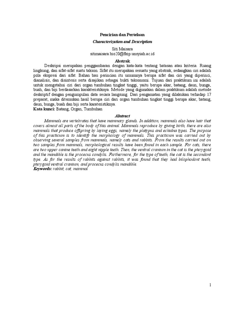 Pencirian Dan Pertelaan | PDF