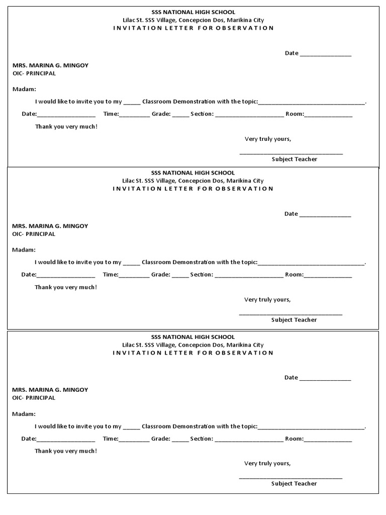 Letter of Observation | PDF