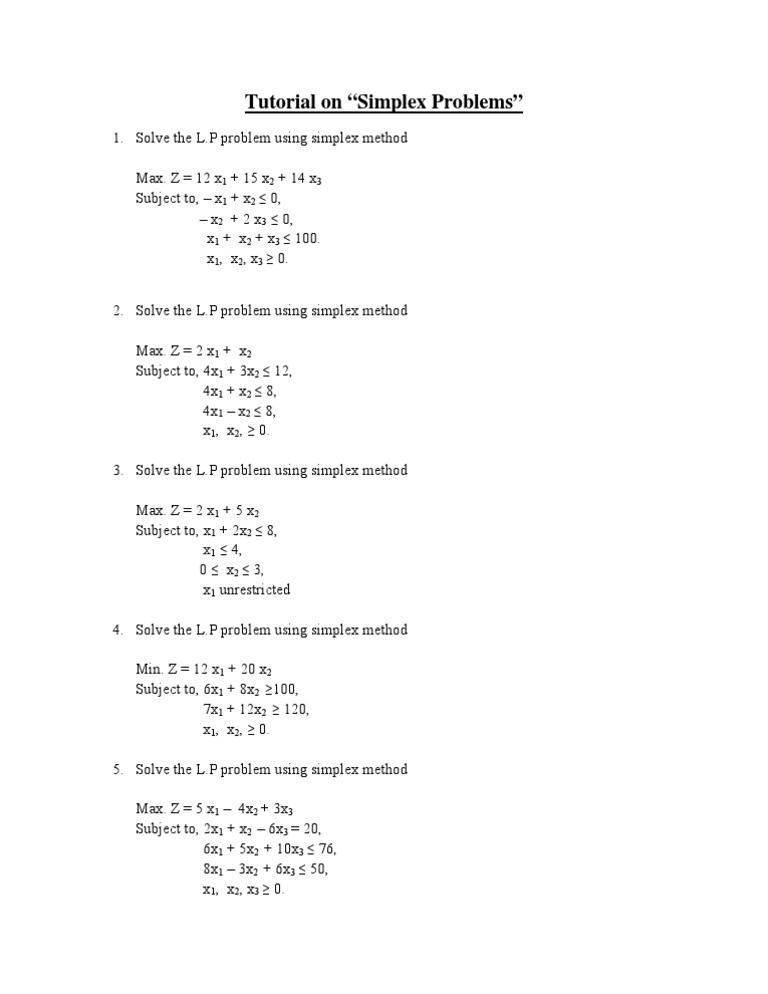 Simplex Method for Linear Programming | PDF | Teaching Mathematics