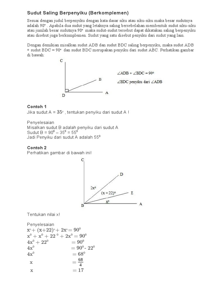 Sudut Saling Berpenyiku Dan Berpelurus | PDF | Metode & Bahan Ajar ...