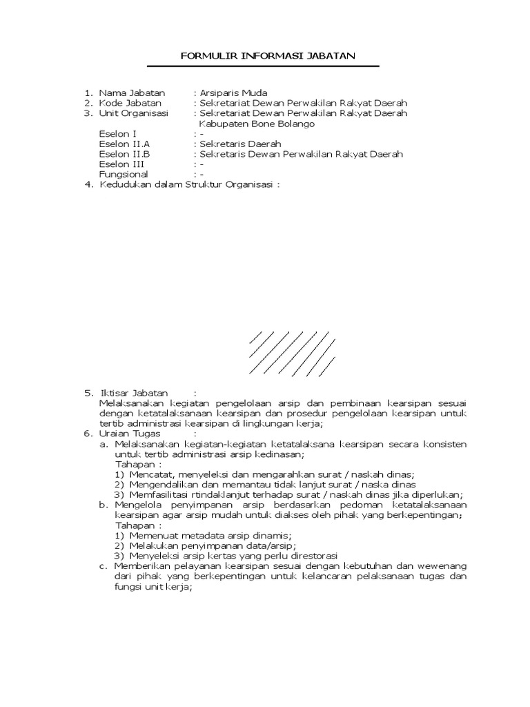FORMULIR INFORMASI JABATAN Fungsional Arsiparis Muda | PDF