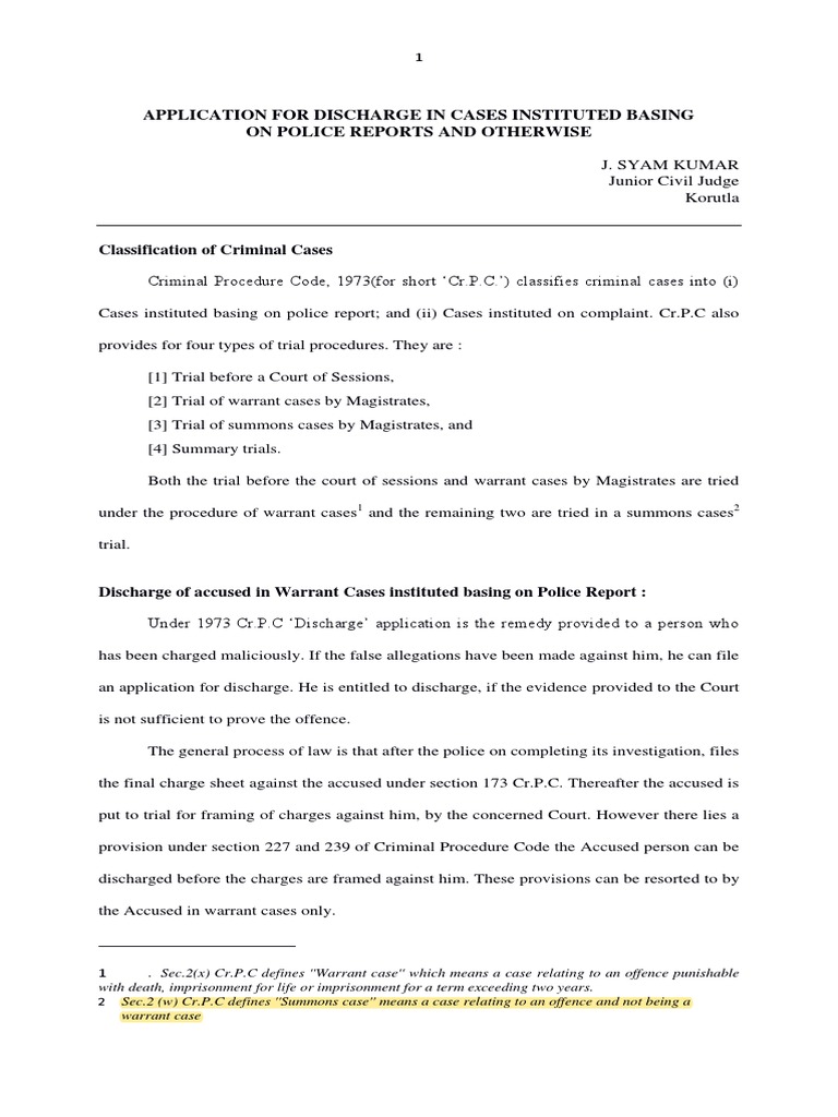 Discharge Applications in Criminal Cases | PDF | Government ...