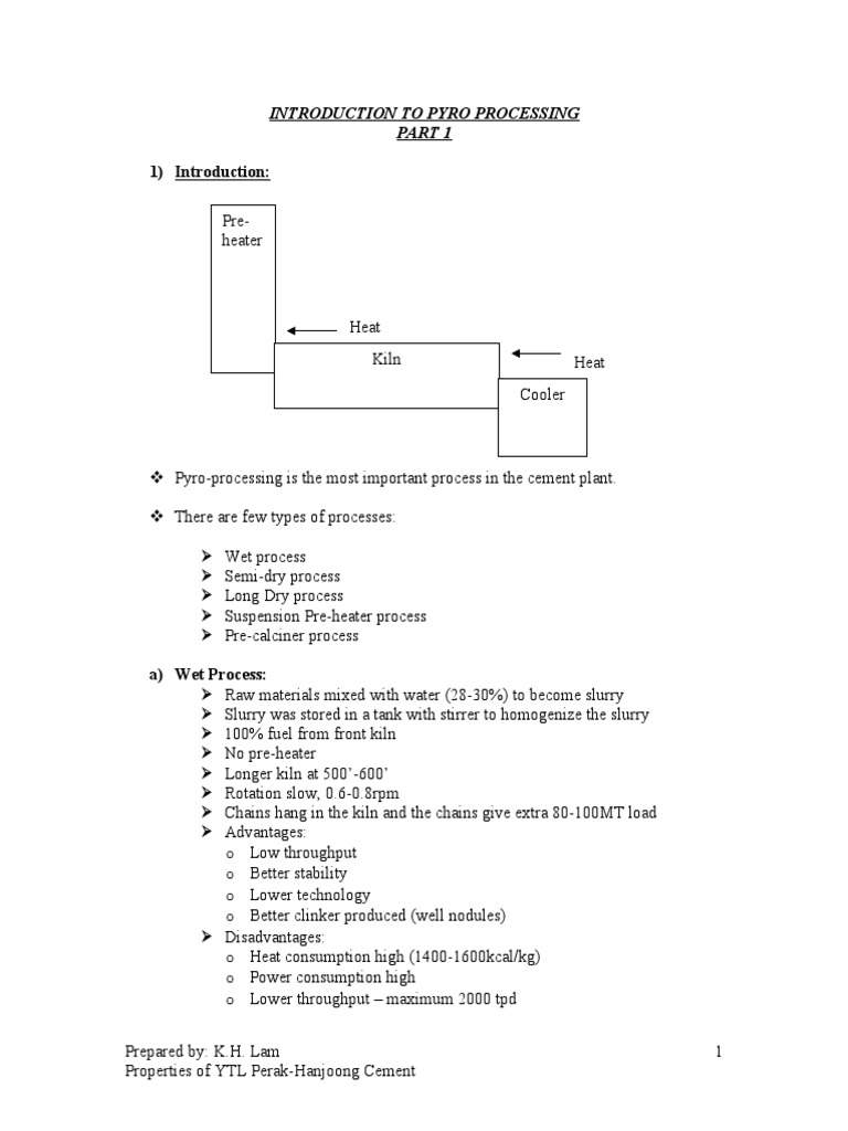An Overview of Pyroprocessing in the Cement Manufacturing Industry: Wet ...