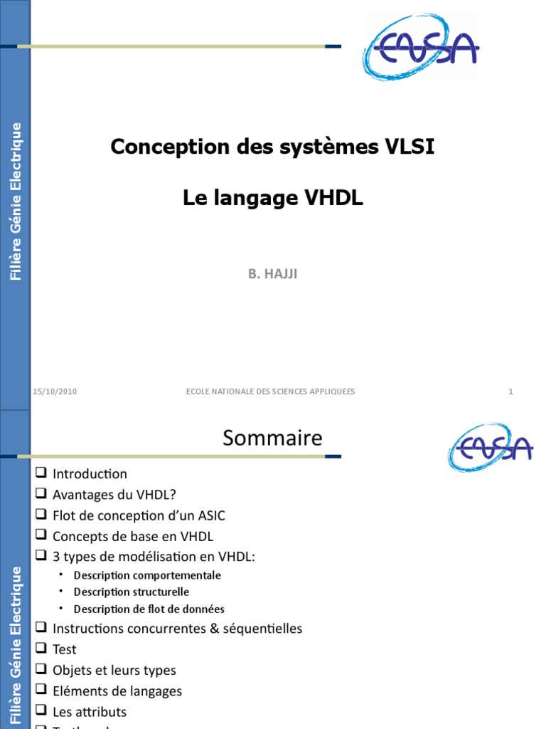 Conception Des Systèmes VLSI & VHDL - GE - PartieI | PDF | VHDL | Informatique