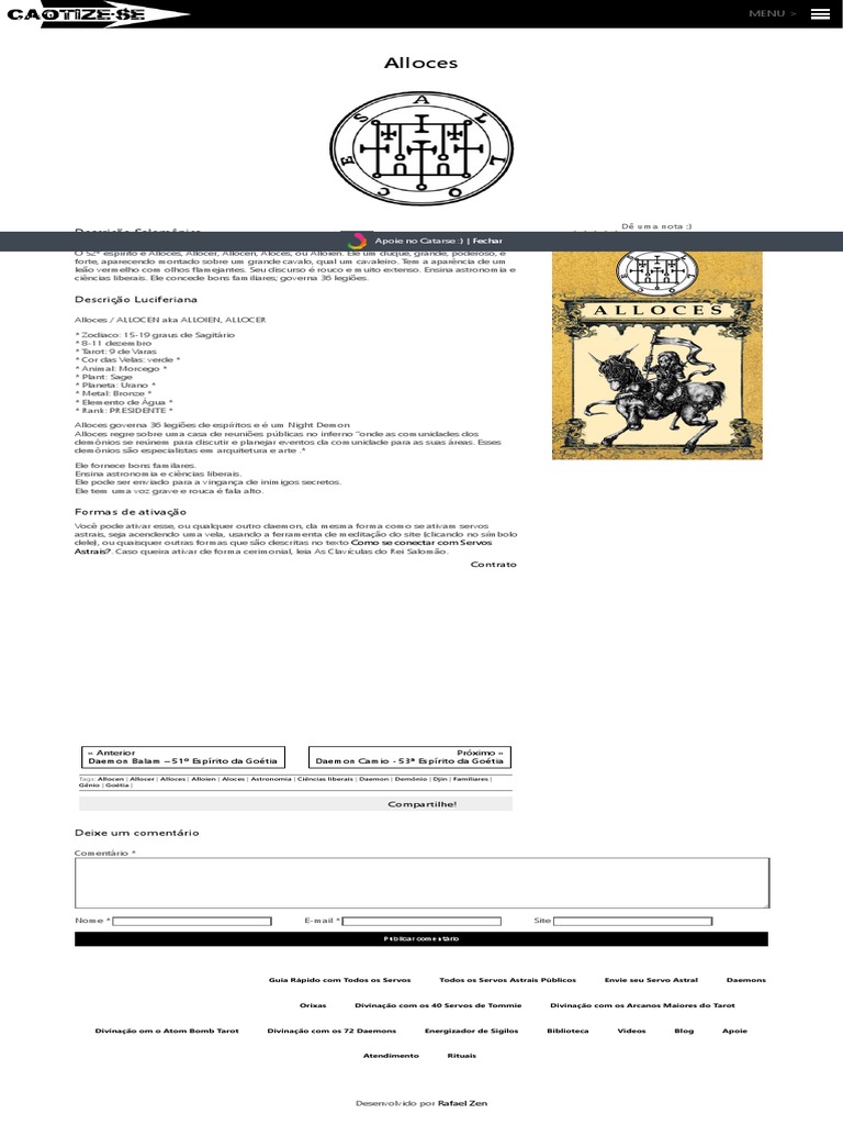 Daemon Alloces - 52º Espírito Da Goétia - Caotize-Se | PDF