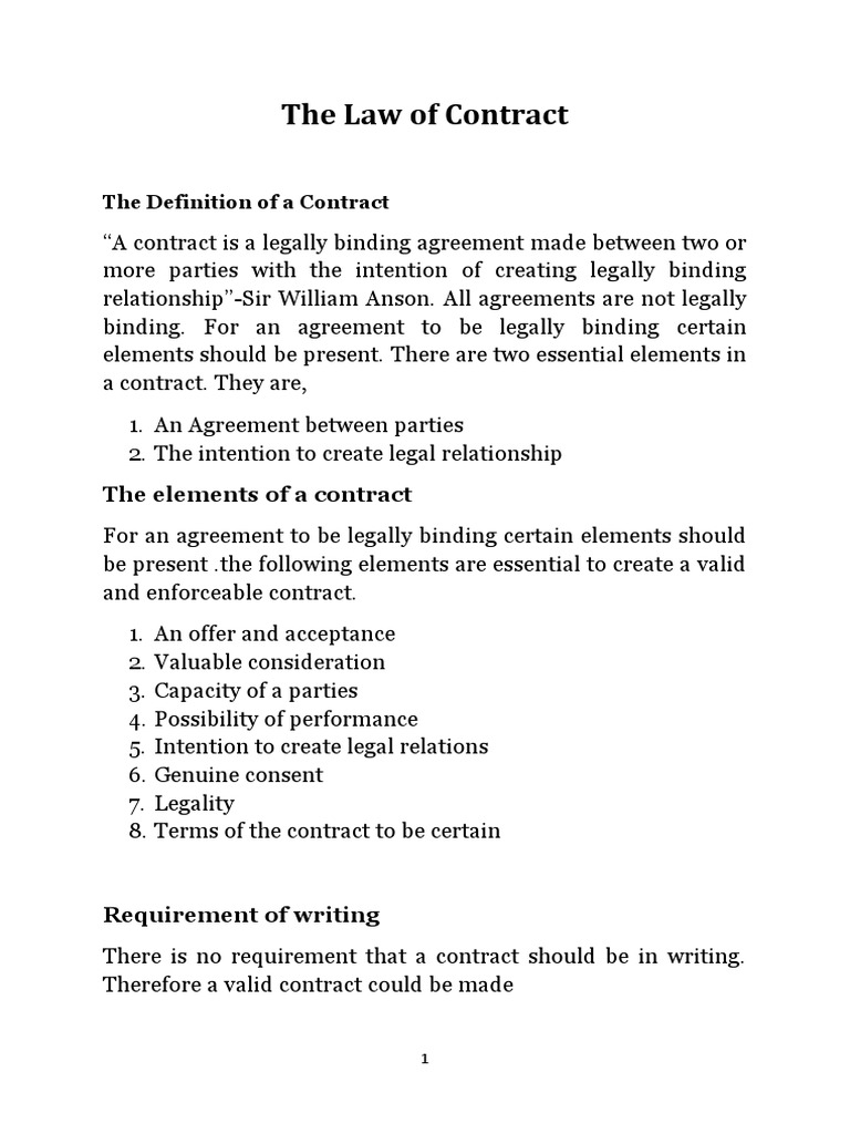 A Comprehensive Overview of Contract Law: Defining Contracts and ...