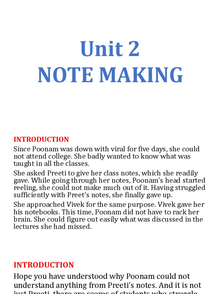 Note Making | PDF | Thought | Lecture