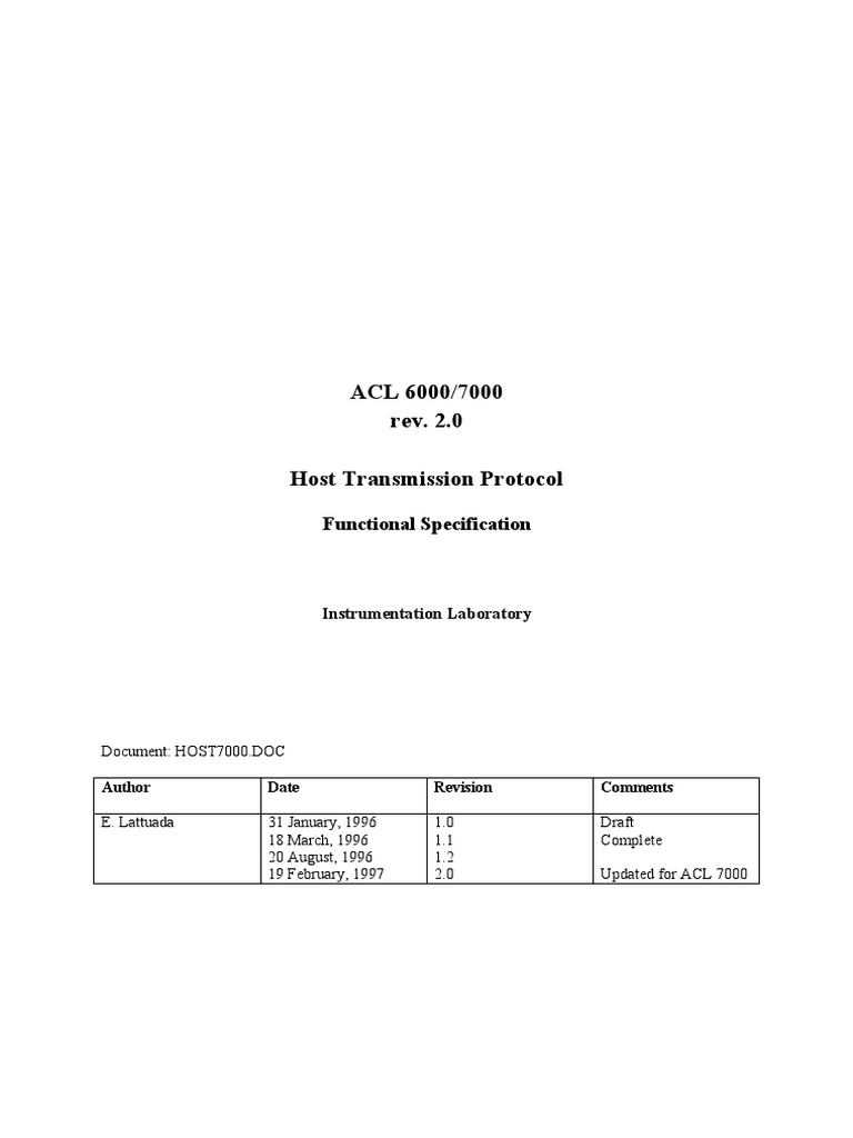 Prot Int ACL 6000 - 7000 Rev2 - 0 | PDF | Information | Specification ...