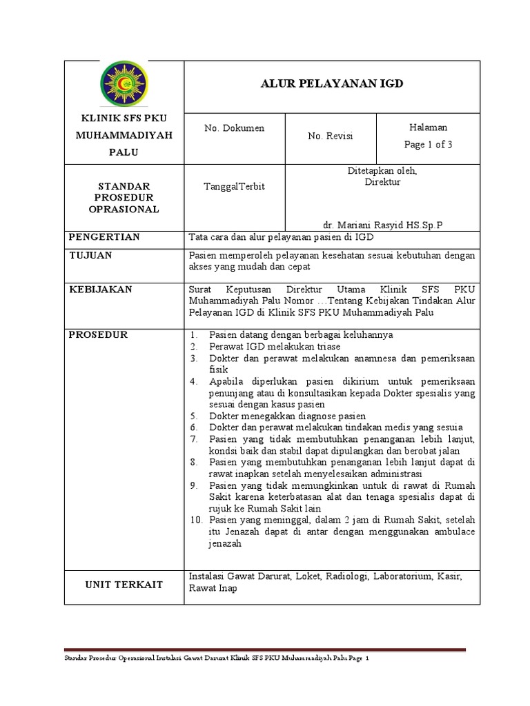 Sop Alur Pelayanan Igd# | PDF