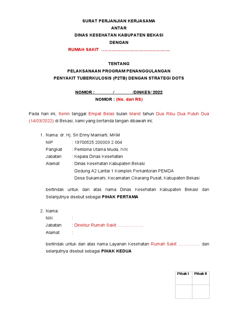 Draft MoU Dinkes Dengan RS | PDF
