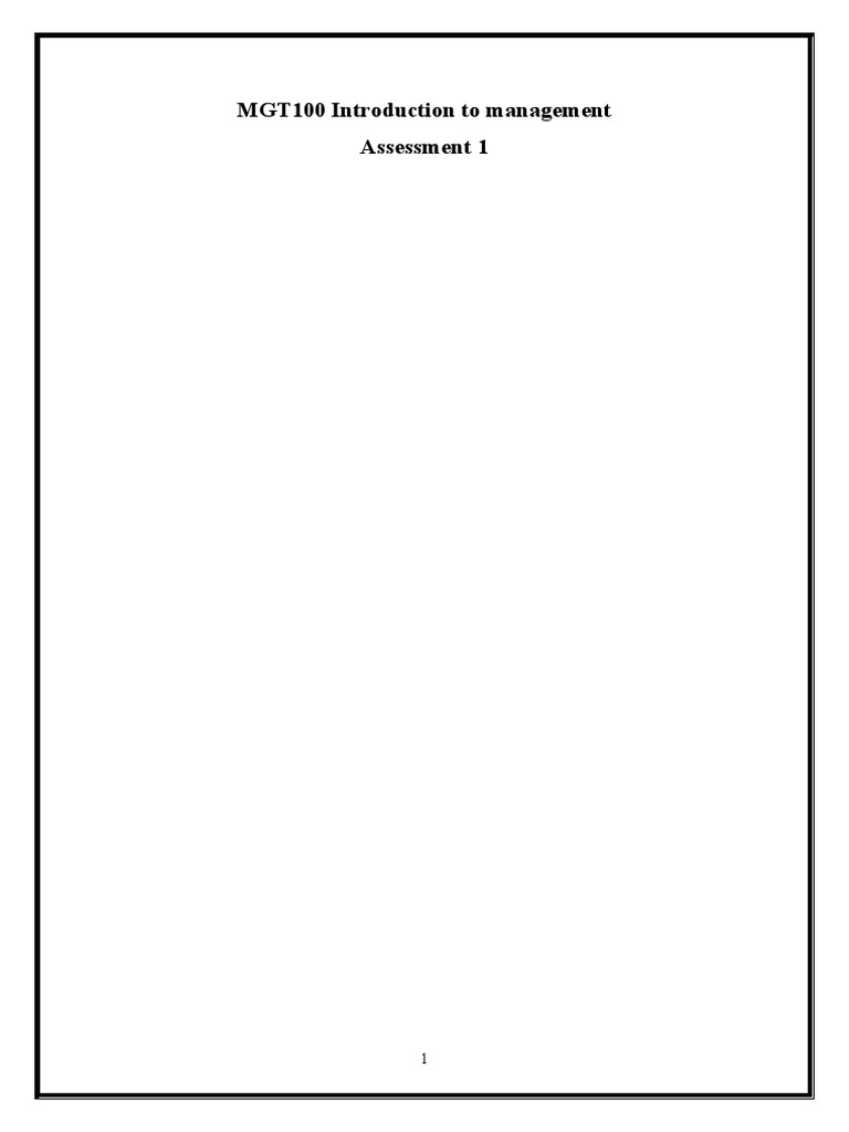 MGT100 - Assessment 1 - Introduction To Management | PDF | Corporate ...