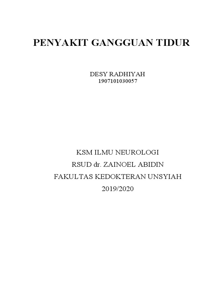Resume - Penyakit Gangguan Tidur - Desy Radhiyah | PDF