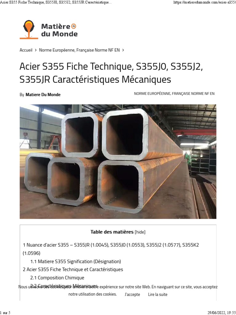 Acier S355 Fiche Technique, S355J0, S355J2, S355JR Caractéristiques ...