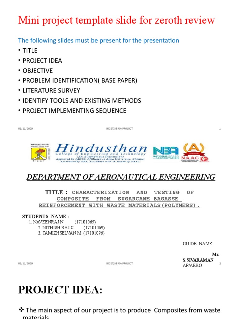 Mini Project Template Slide For Zeroth Review: The Following Slides ...