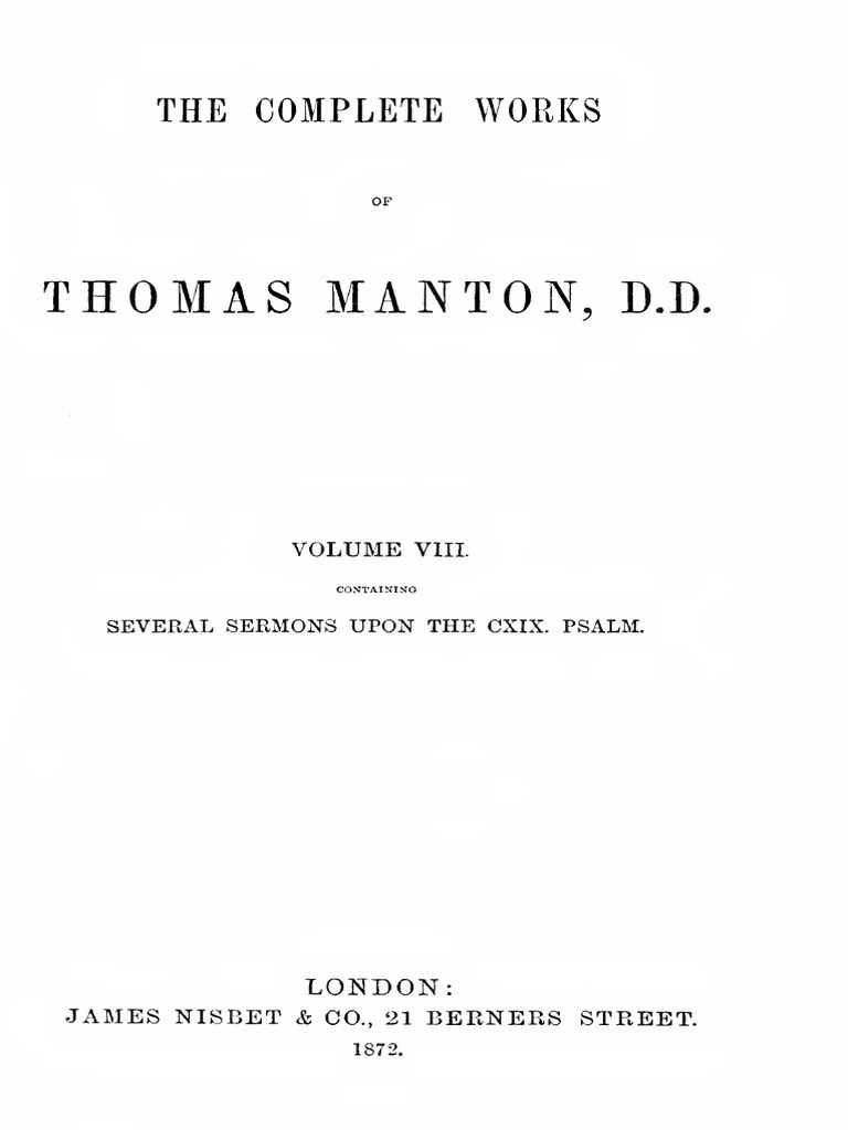 The Complete Works of Thomas Manton (Vol.8) | PDF | Wisdom | Prophet
