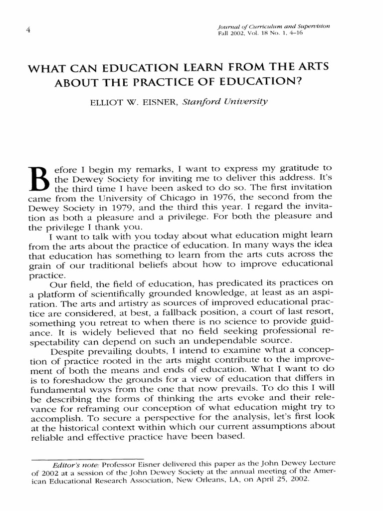 Eisner-Ed Learn From Arts | PDF | Thought | Attention