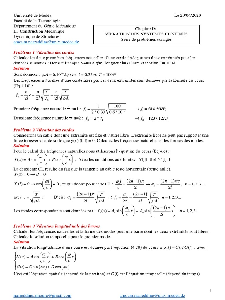 TD DDS 04 Distributed Parameter Systems | PDF | Mécanique du solide | Mécanique