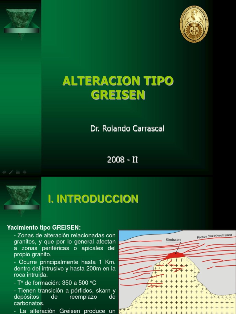 Alteracion Greisen - Presentacion | PDF | Geología | Sustancias químicas