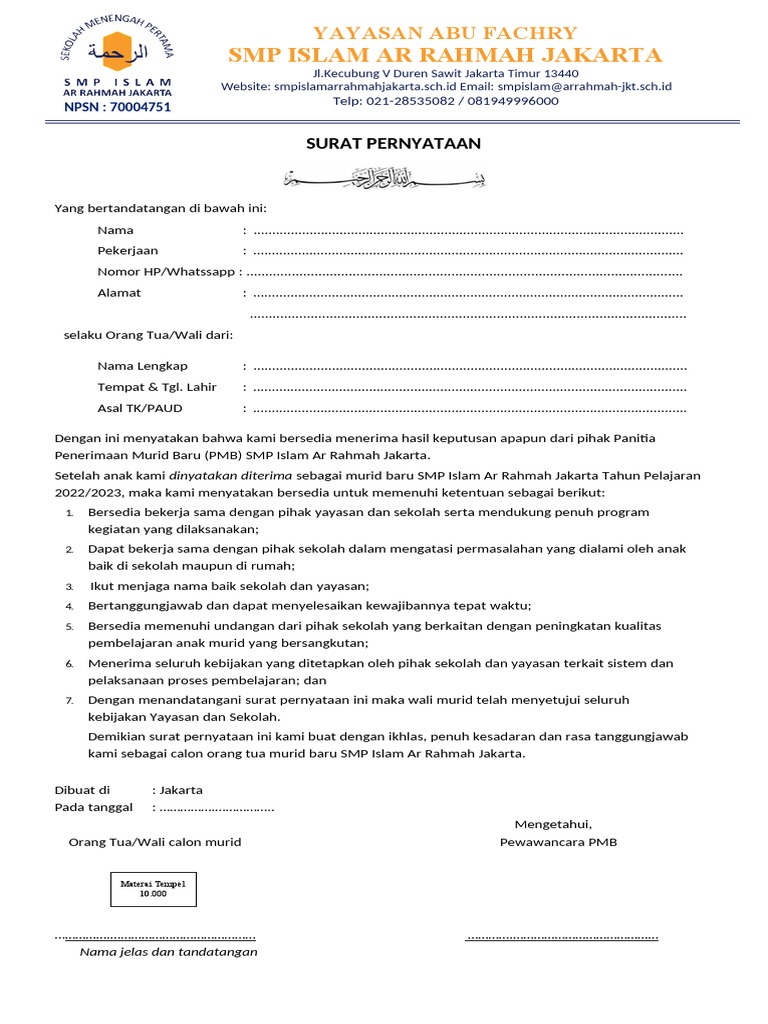 Surat Pernyataan (1) (1) (1) - Dikonversi | PDF | Karier & Perkembangan