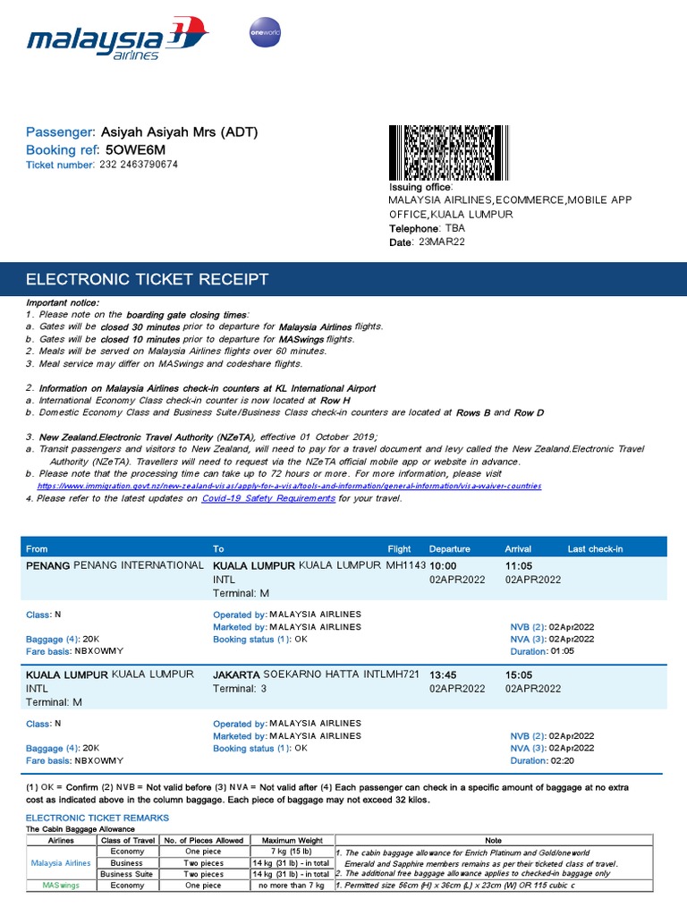 Your Electronic Ticket-EMD Receipt | PDF | Civil Aviation | Aviation