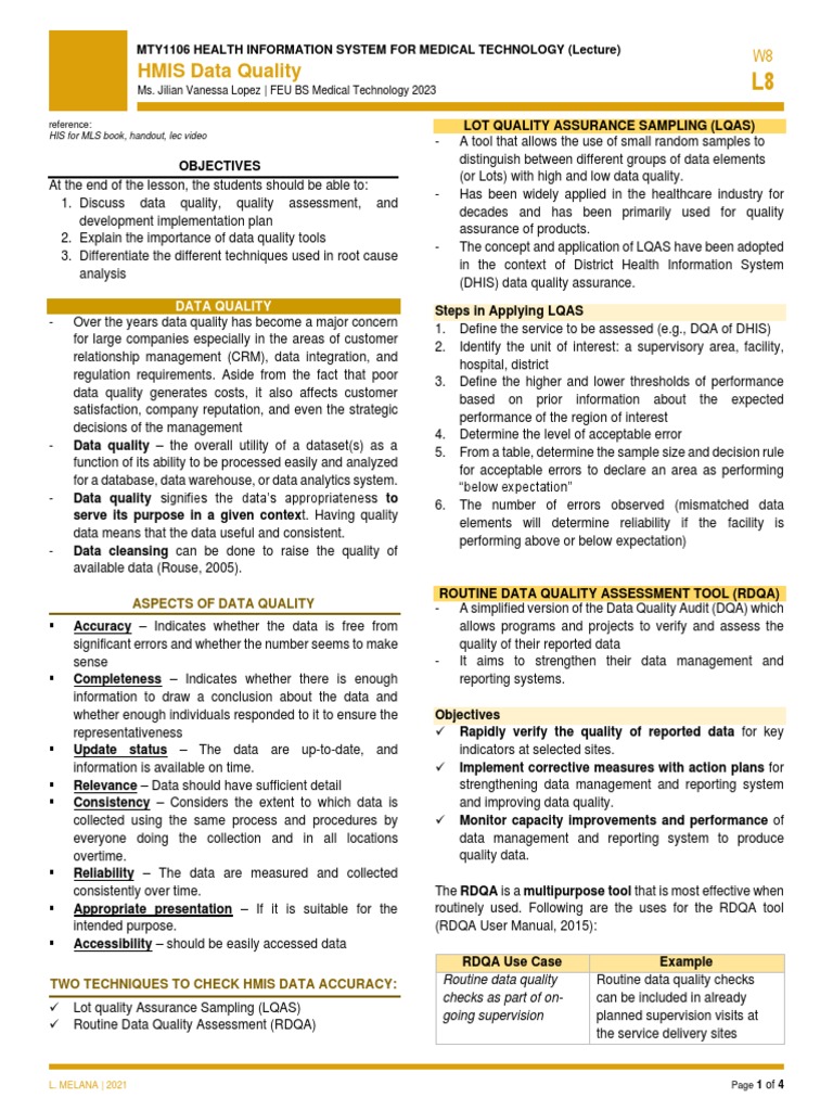 HMIS Data Quality Assessment Techniques | PDF | Data Quality | Quality ...