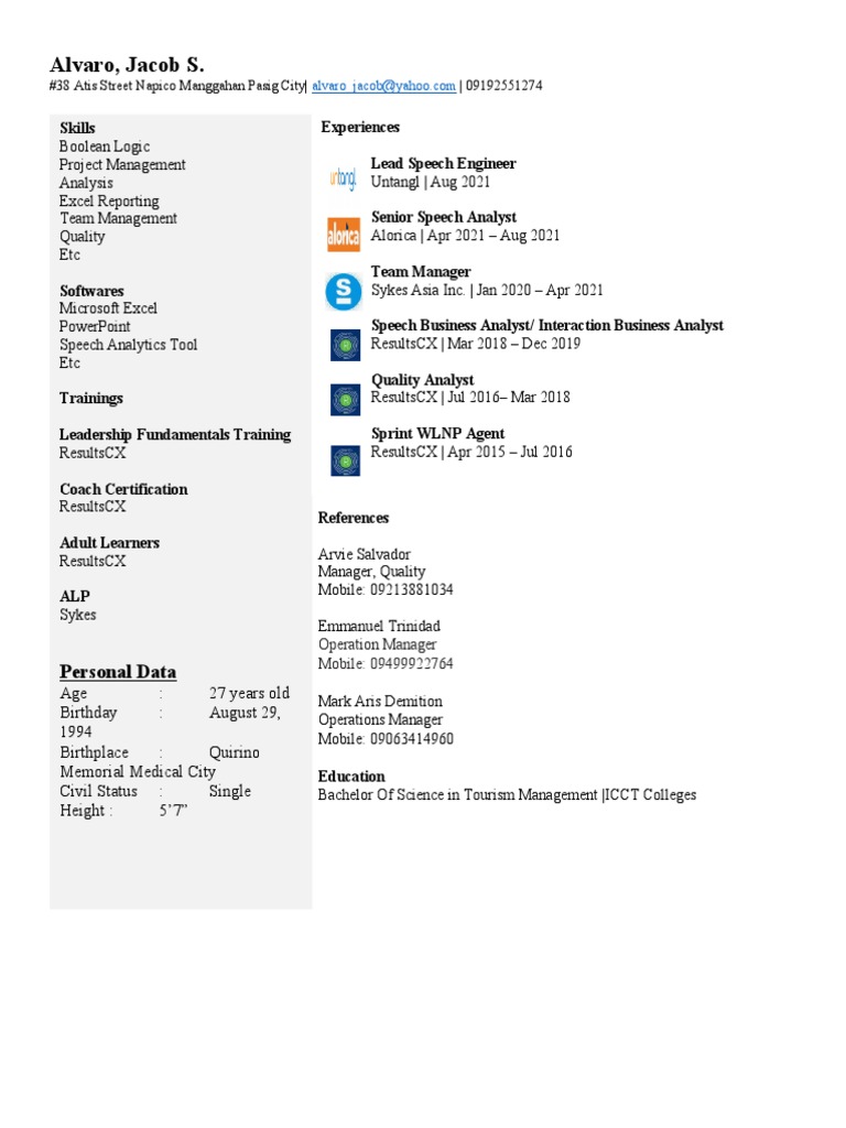 Resume - Alvaro, Jacob S. | PDF