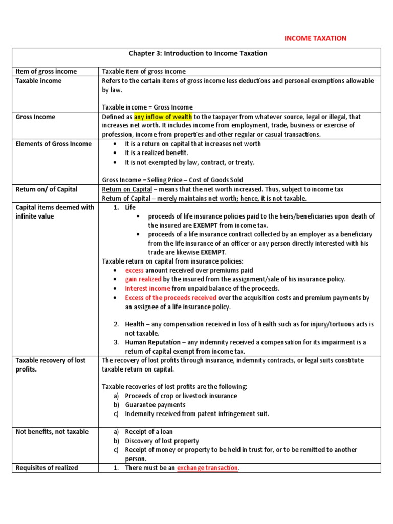 Chapter 3: Introduction To Income Taxation: Item of Gross Income ...