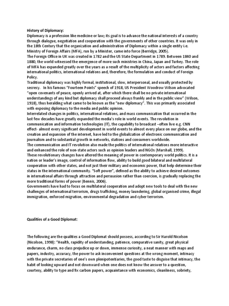 Evolution of Diplomacy Through History | PDF | Diplomacy | Information