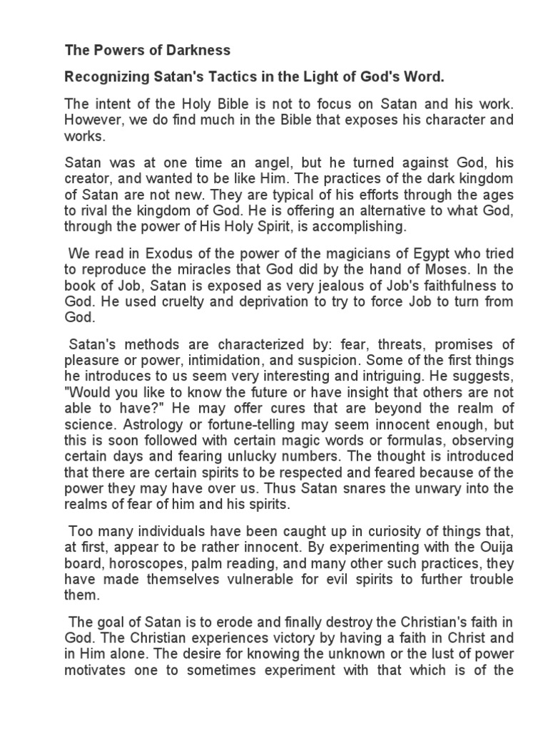 The Powers of Darkness | PDF | Satan | Sin