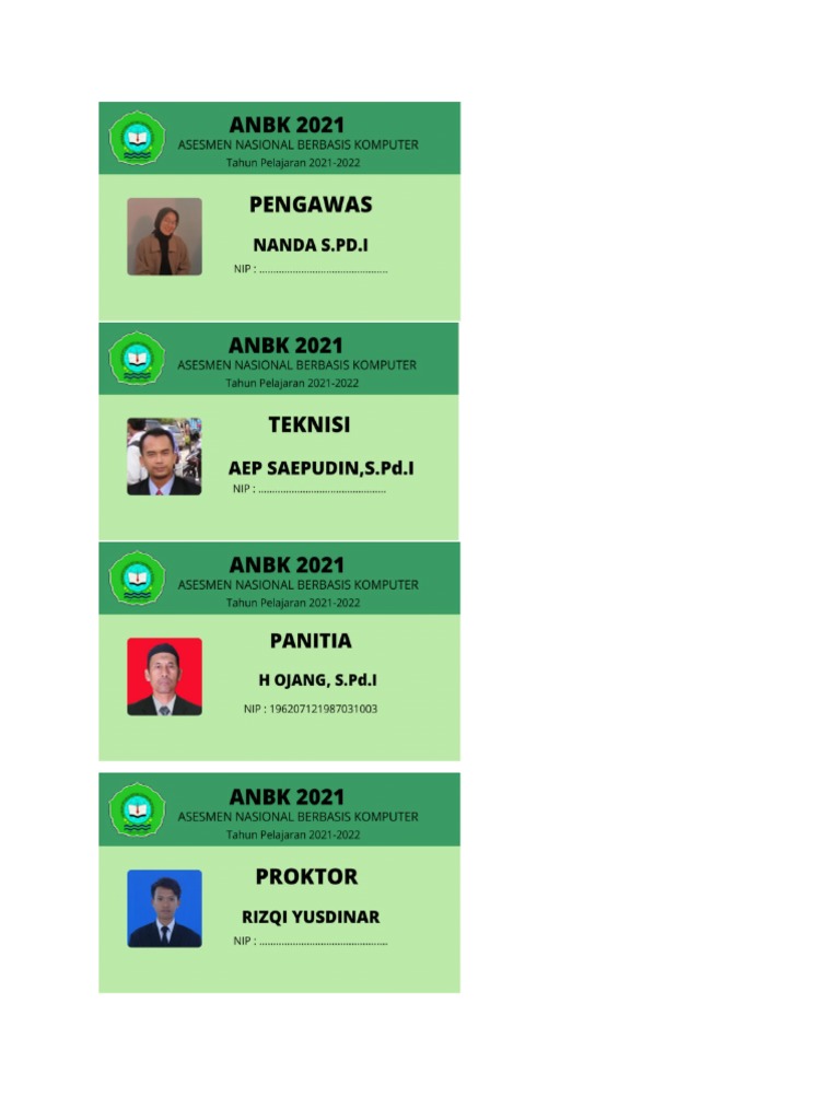 Id Card Pengawas Anbk | PDF