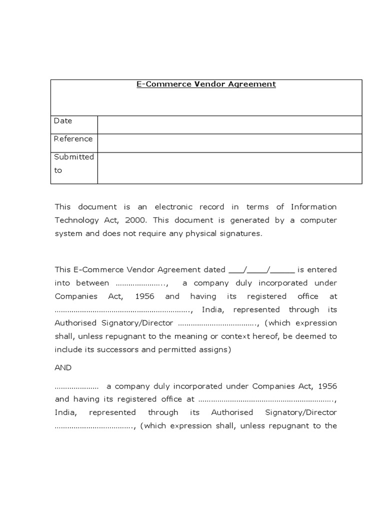 Ecommerce Vendor Agreement - Version 1 - 10.02.22 | PDF | Credit Card ...