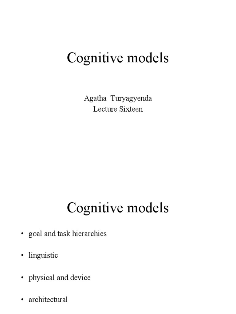 Lec16 - Cognitive Models | PDF | Cognitive Science | Cognition