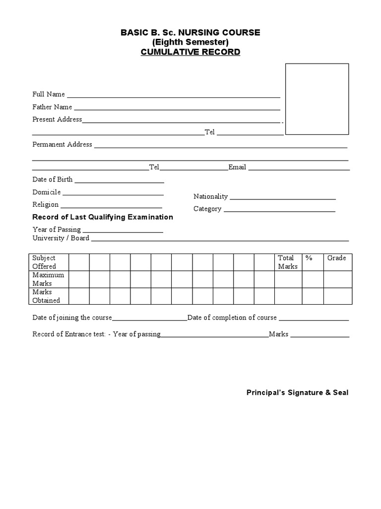 Cumulative-record-For BSC Nursing Ist | PDF | Nursing | Obstetrics