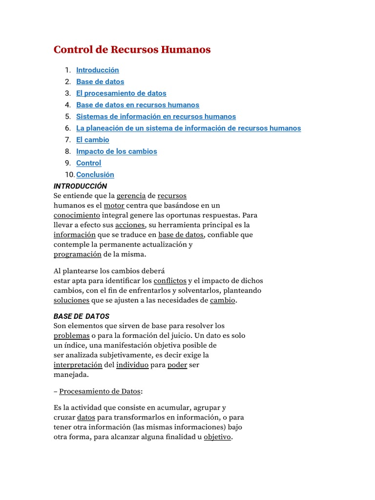 Control de Recursos Humanos | PDF | Gestión de recursos humanos ...