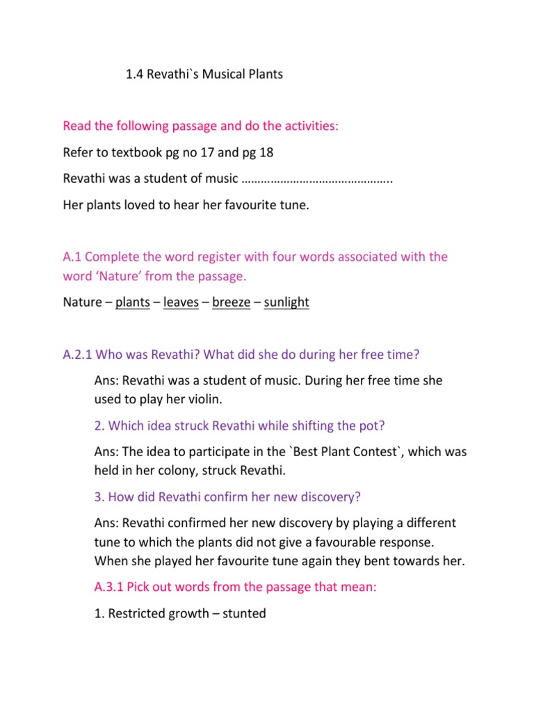 Revathi's Musical Plants Discovery | PDF