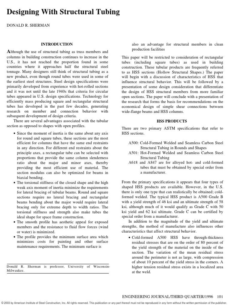 Designing With Structural Tubing | PDF | Buckling | Strength Of Materials
