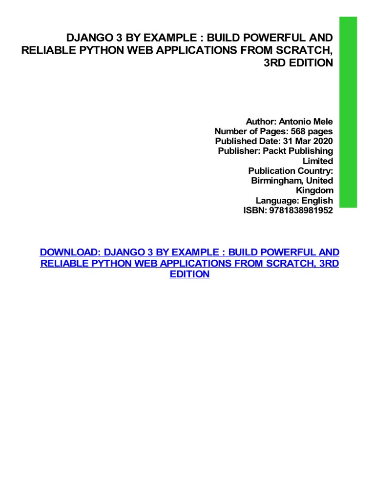 Django 3 By Example Build Powerful And Reliable Python Web Applications From Scratch 3rd 
