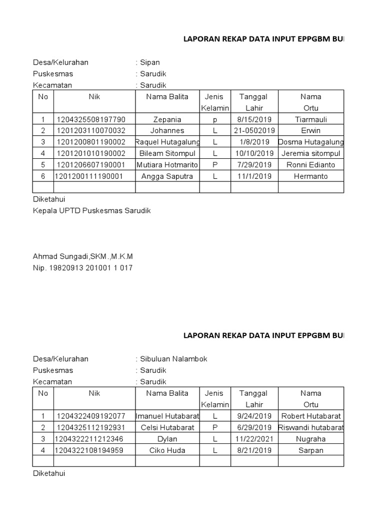 Laporan Rekap Data Input Eppgbm Feb 2022 | PDF