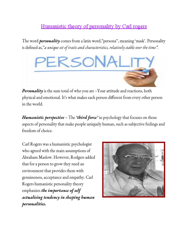 Humanistic Theory of Personality by Carl Rogers | PDF | Humanistic ...